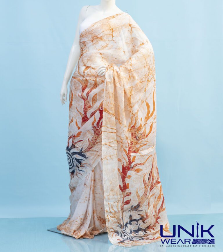 Handmade Silk Batik Saree - Java Batik Saree SL18 - UnikWear.lk
