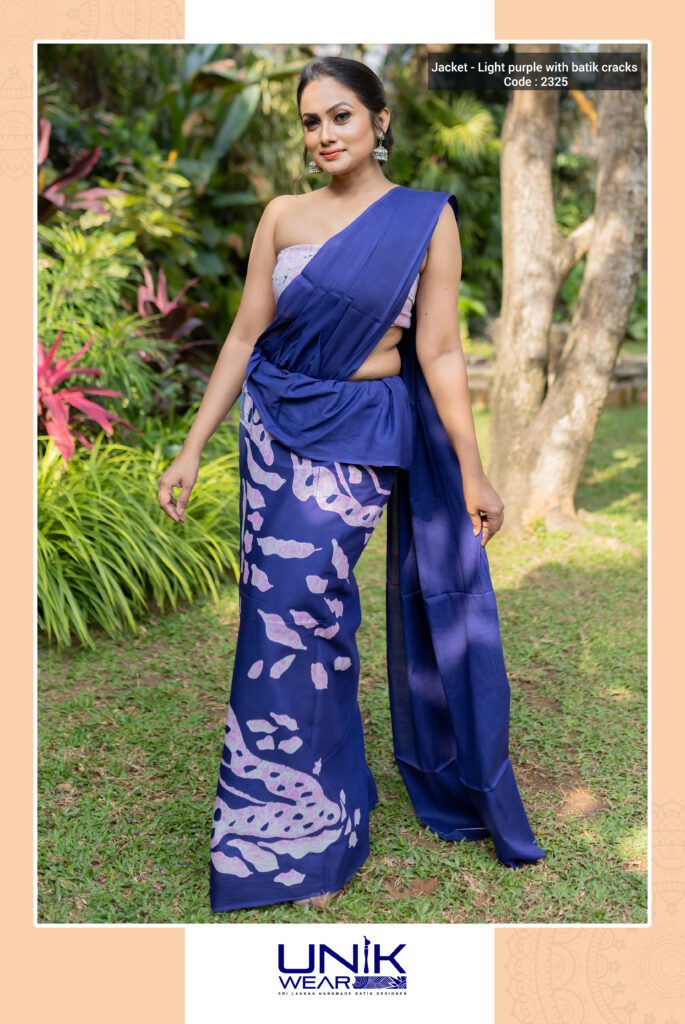 PINK & BLUE COLOR SRI LANKAN HANDMADE MODERN COTTON BATIK SAREE 2325 ...